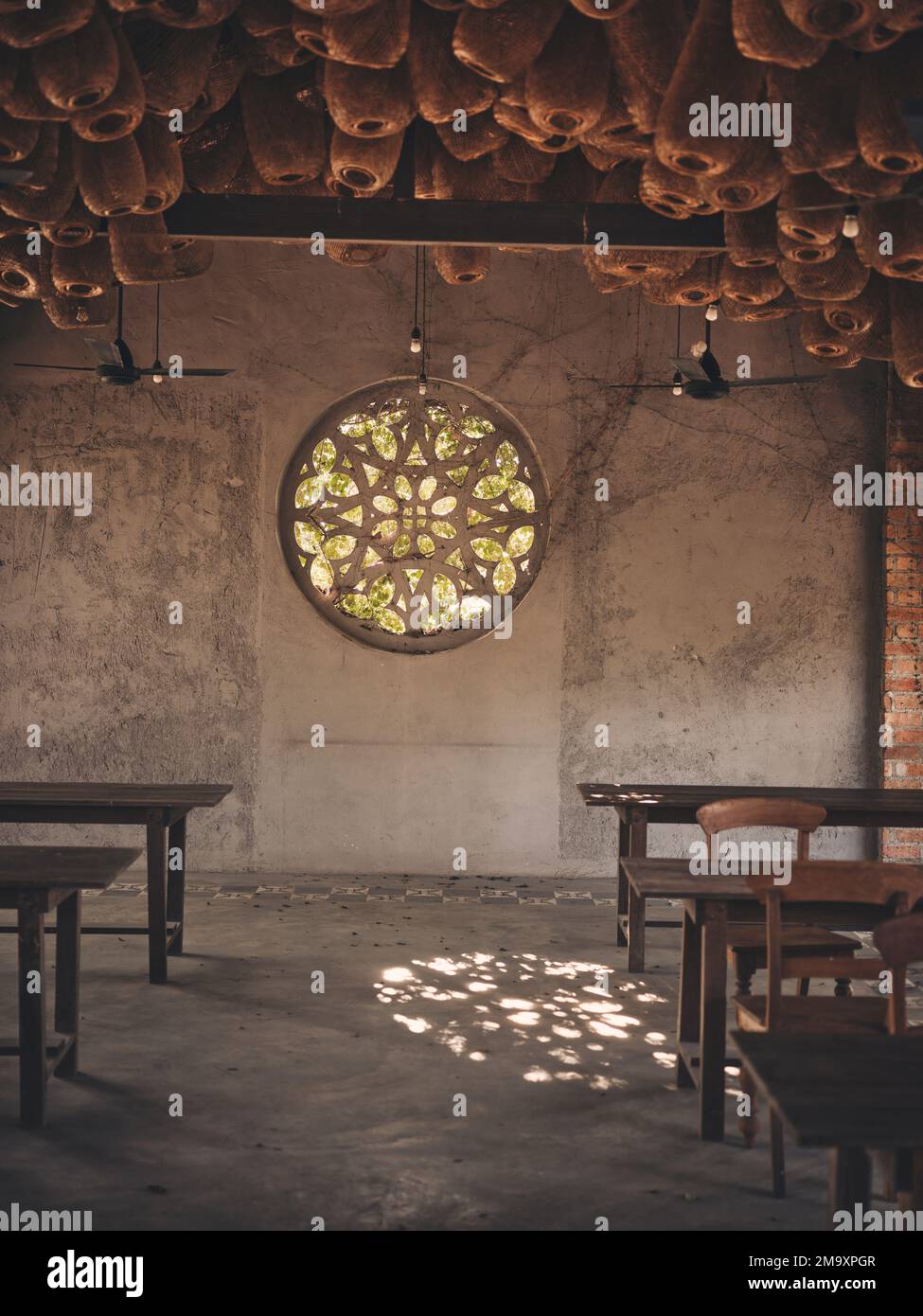 Light and shadow bokeh on cement floor . Interior idea Stock Photo - Alamy