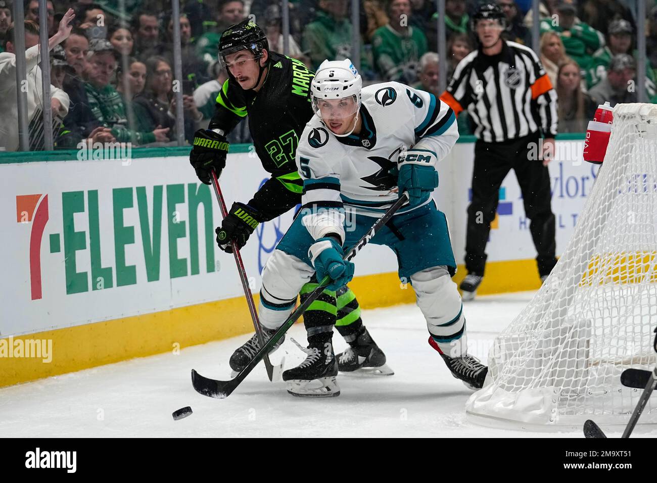 San Jose Sharks defenseman Matt Benning and Dallas Stars left wing ...