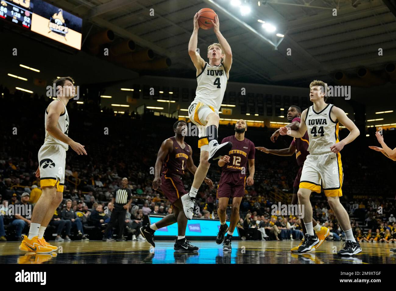 Iowa guard Josh Dix (4) drives to the basket during the second half of ...
