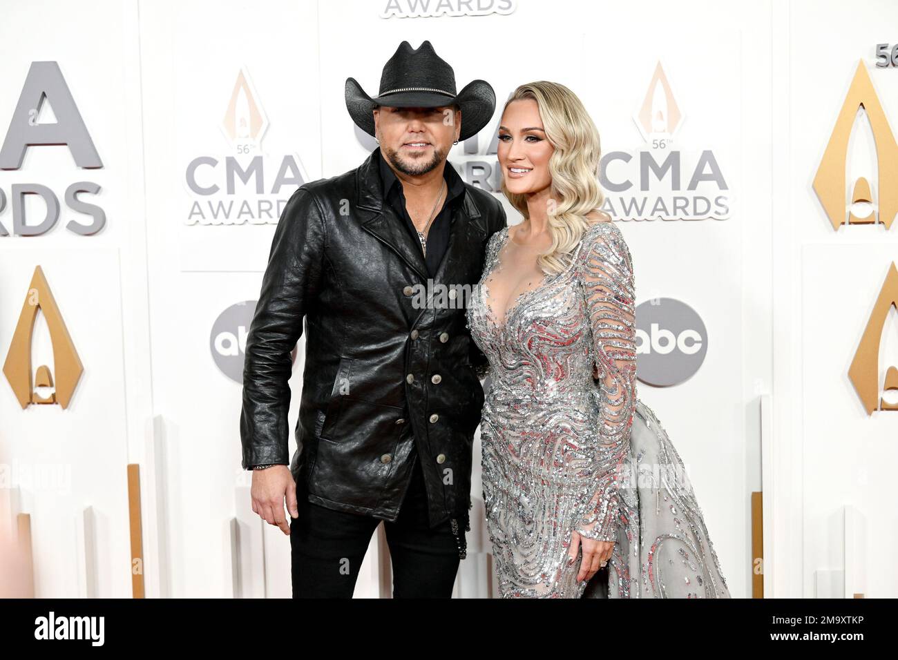 Jason Aldean, left, and Brittany Aldean arrive at the 56th Annual CMA ...