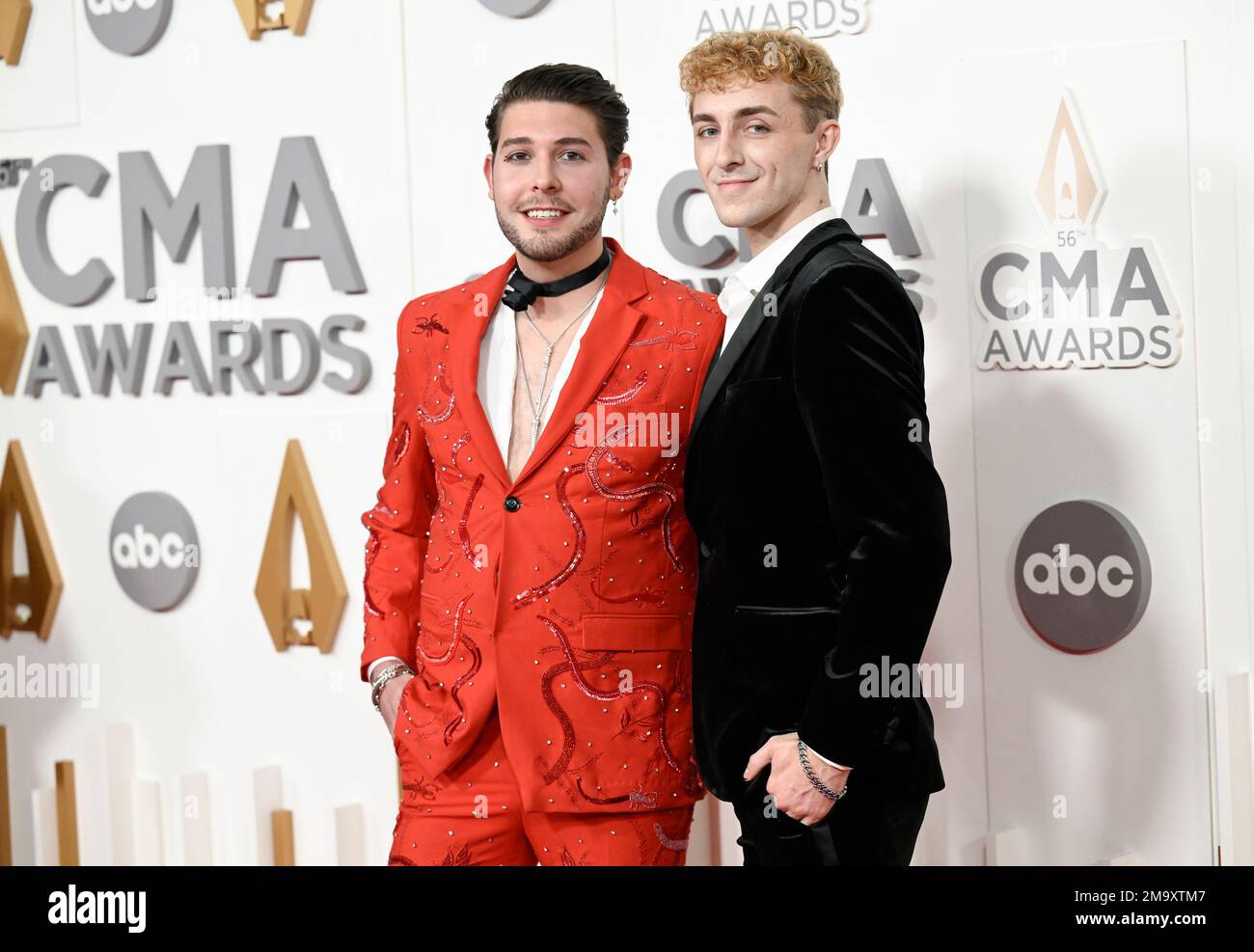 Sam Williams, left, and guest arrive at the 56th Annual CMA Awards on ...