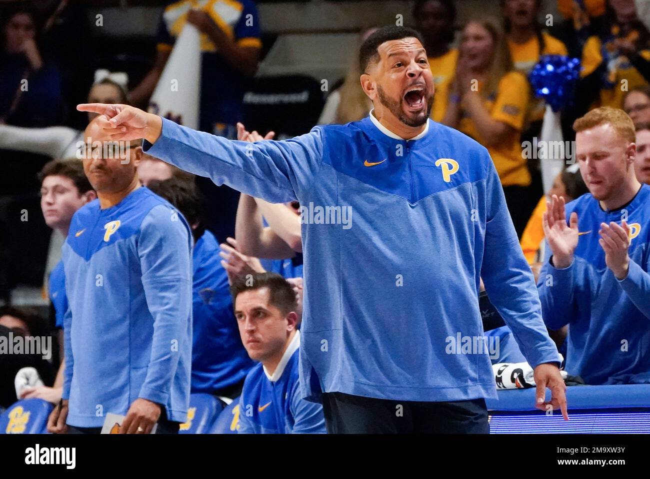Pittsburgh head coach Jeff Capel gestures as his team plays against ...