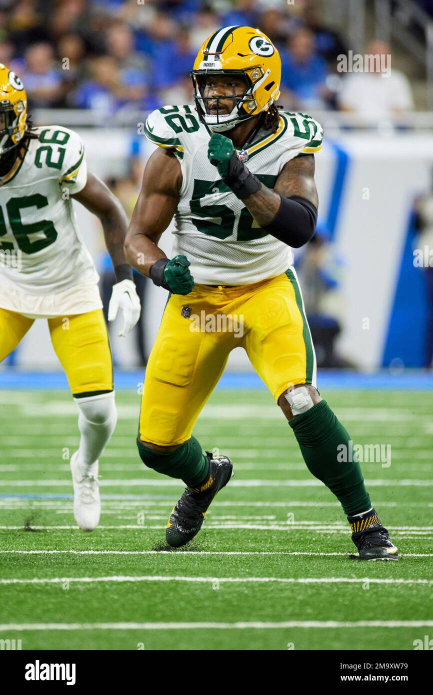 Green Bay Packers linebacker Rashan Gary (52) pursues a play on defense ...