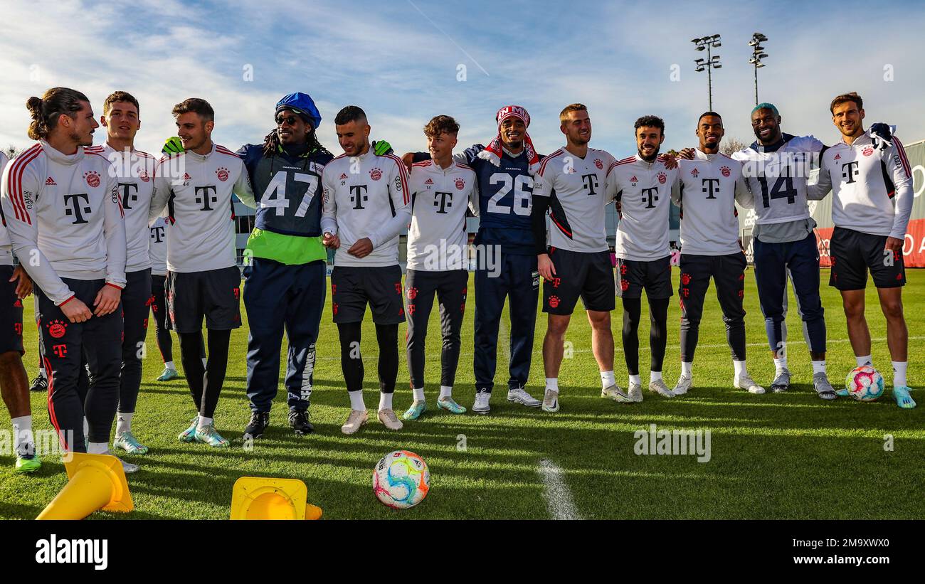Seattle Seahawks and FC Bayern Munich players pose for photographs on ...