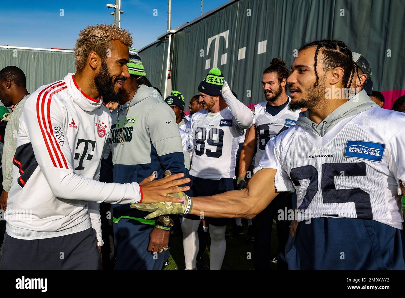 Bayern Munich forward Eric Maxim Choupo-Moting, left, welcomes Seattle ...