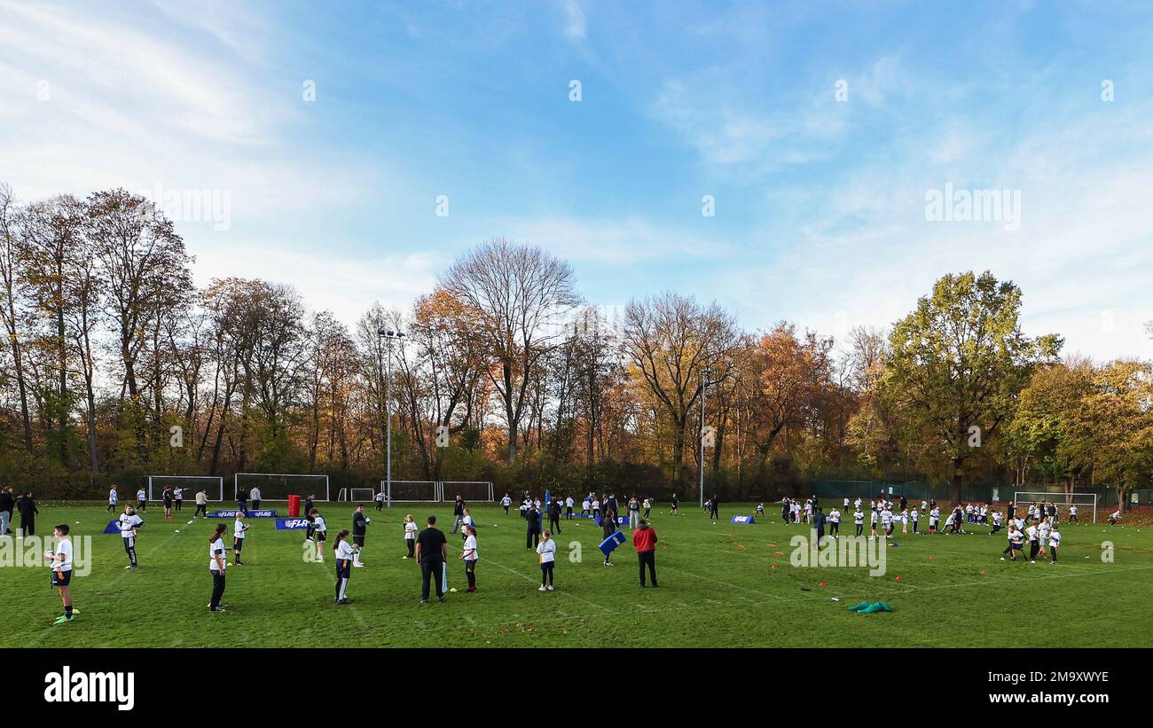 Youth participating in the NFL FLAG football program on Friday, Nov. 11 ...