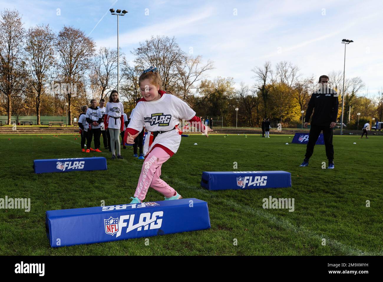 Youth participating in the NFL FLAG football program on Friday, Nov. 11 ...