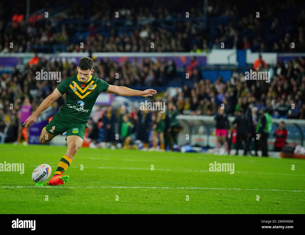 Australia's Lindsay Collins kicks a penalty and converts a try during ...