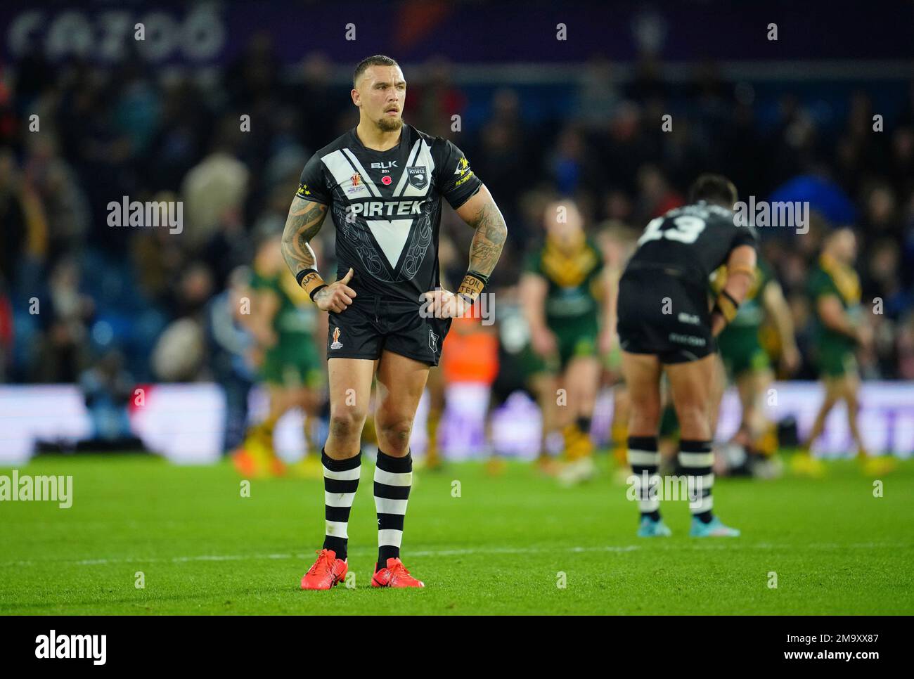 New Zealand's James Fisher-Harris looks on at the end of the Rugby ...