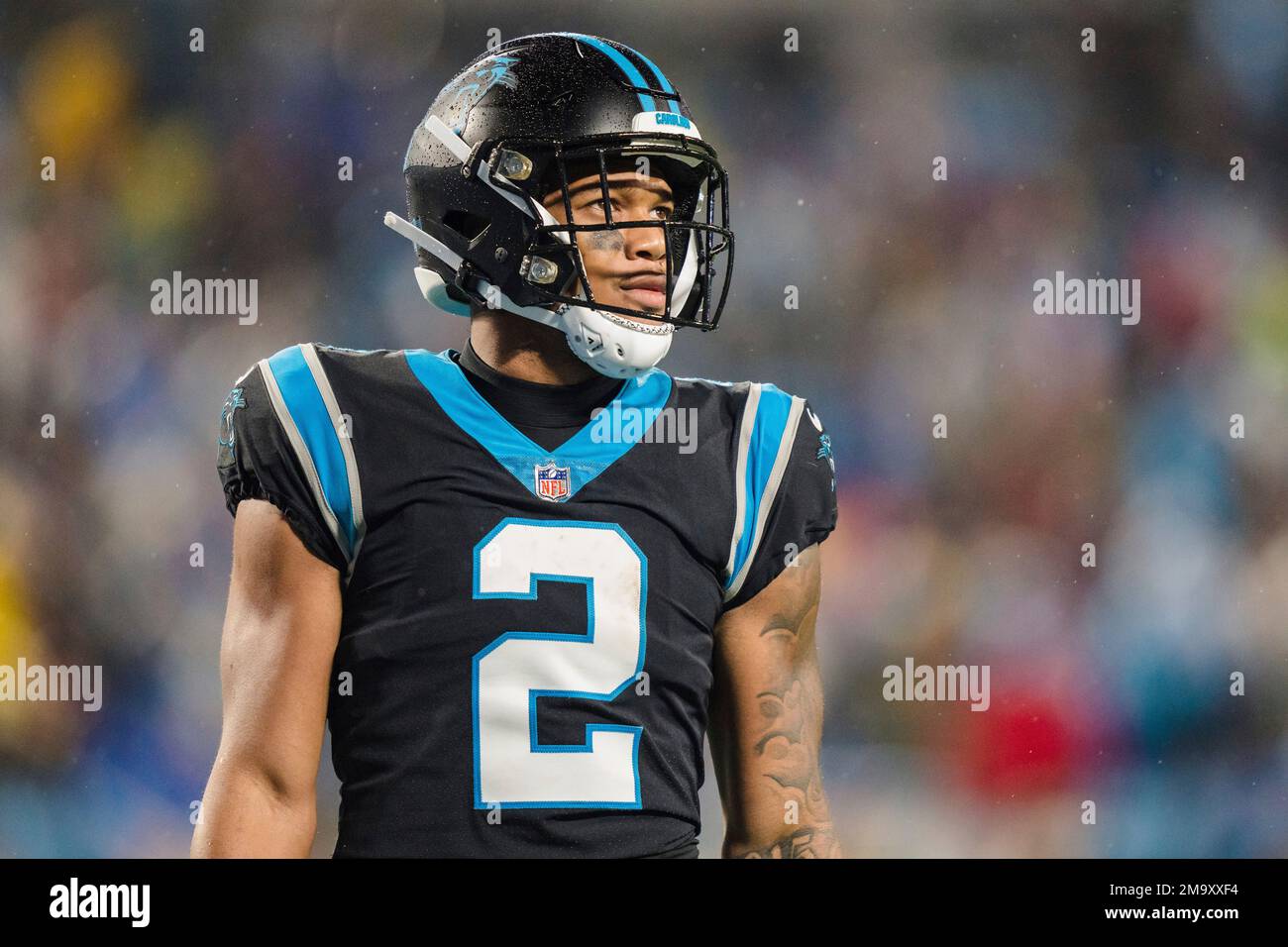 Carolina Panthers wide receiver DJ Moore (2) looks on during an NFL ...