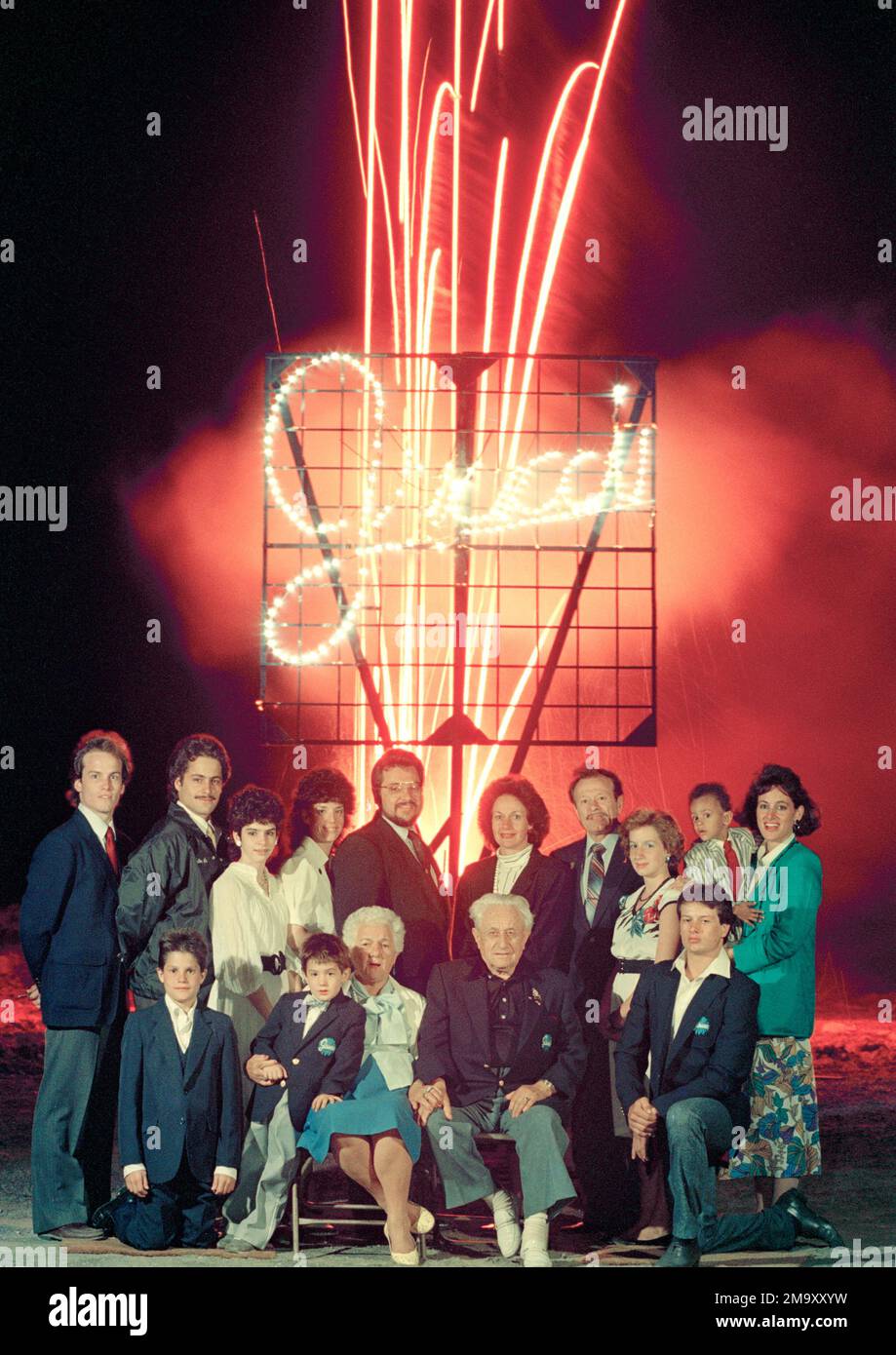 The Grucci fireworks family poses before a display of the handiwork at ...