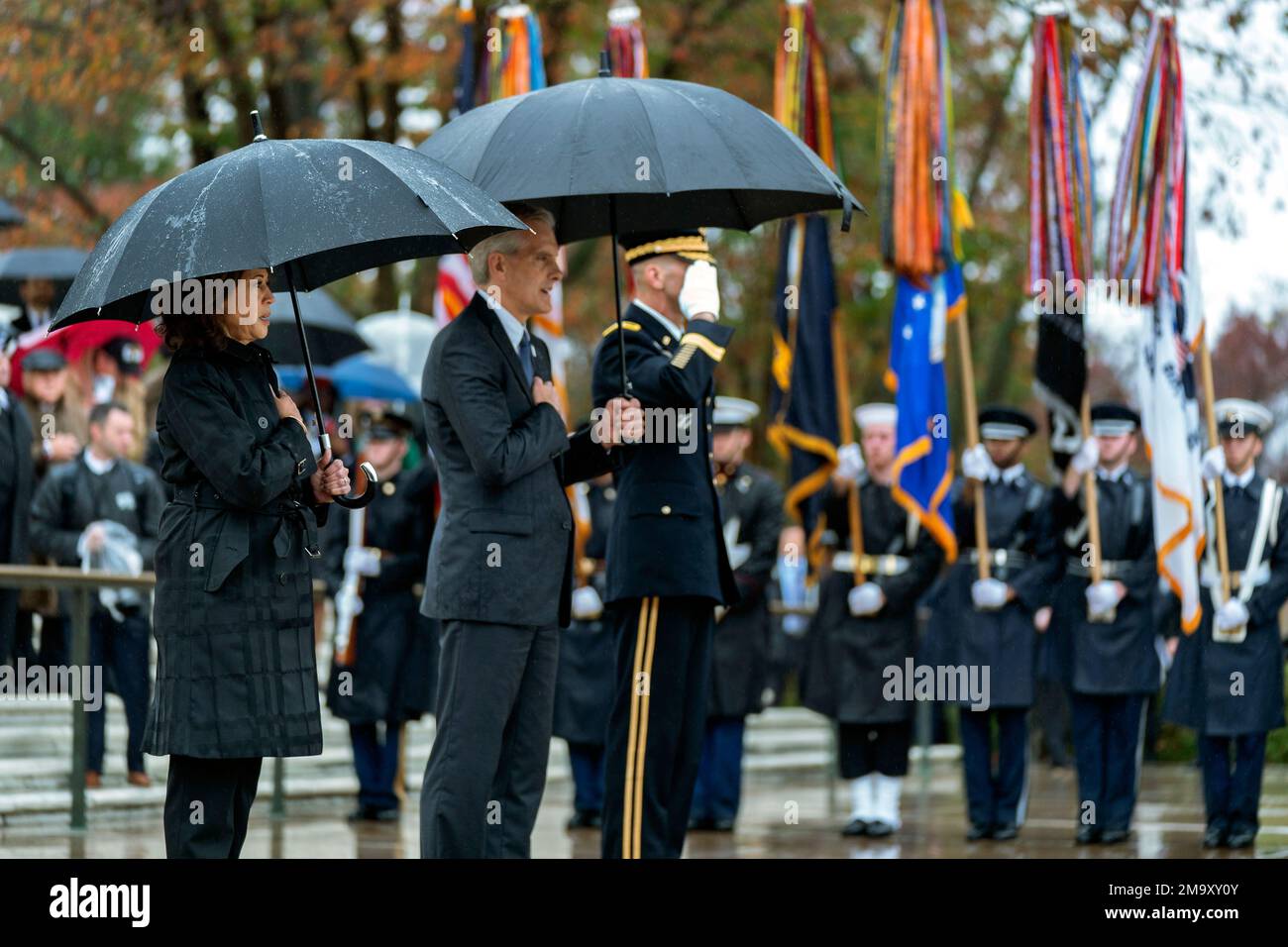 Vice President Kamala Harris puts her hand over her heart as "The Star ...