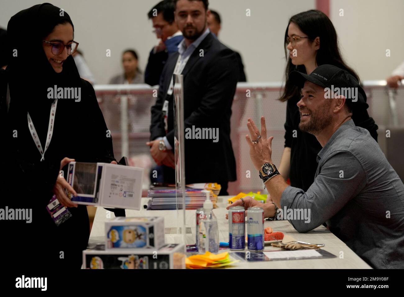 Australian actor Chris Hemsworth waves to one of his fans during an ...