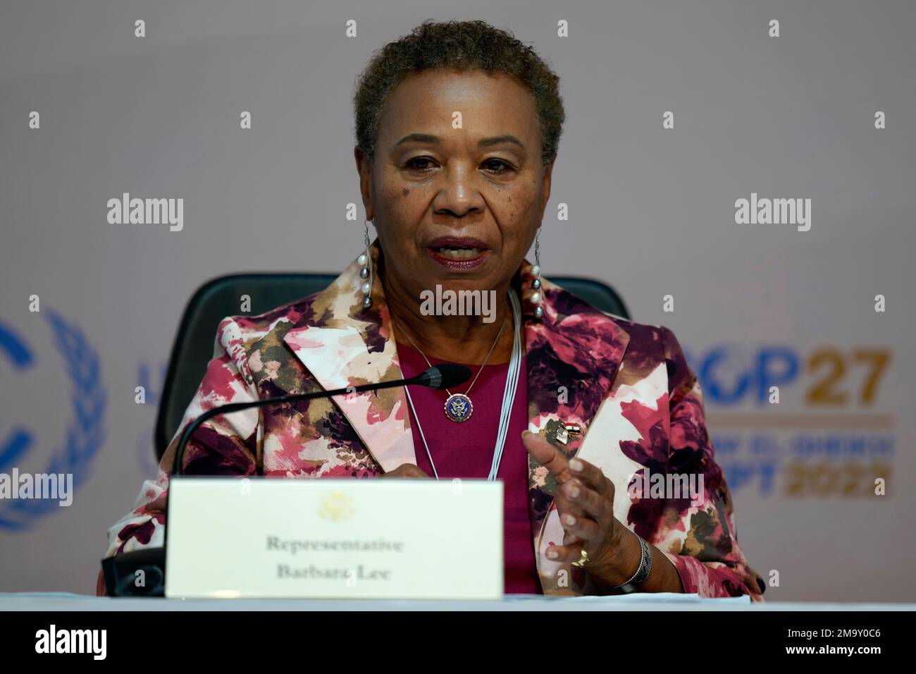 Rep. Barbara Lee, D-Calif., participates in a panel at the COP27 U.N ...