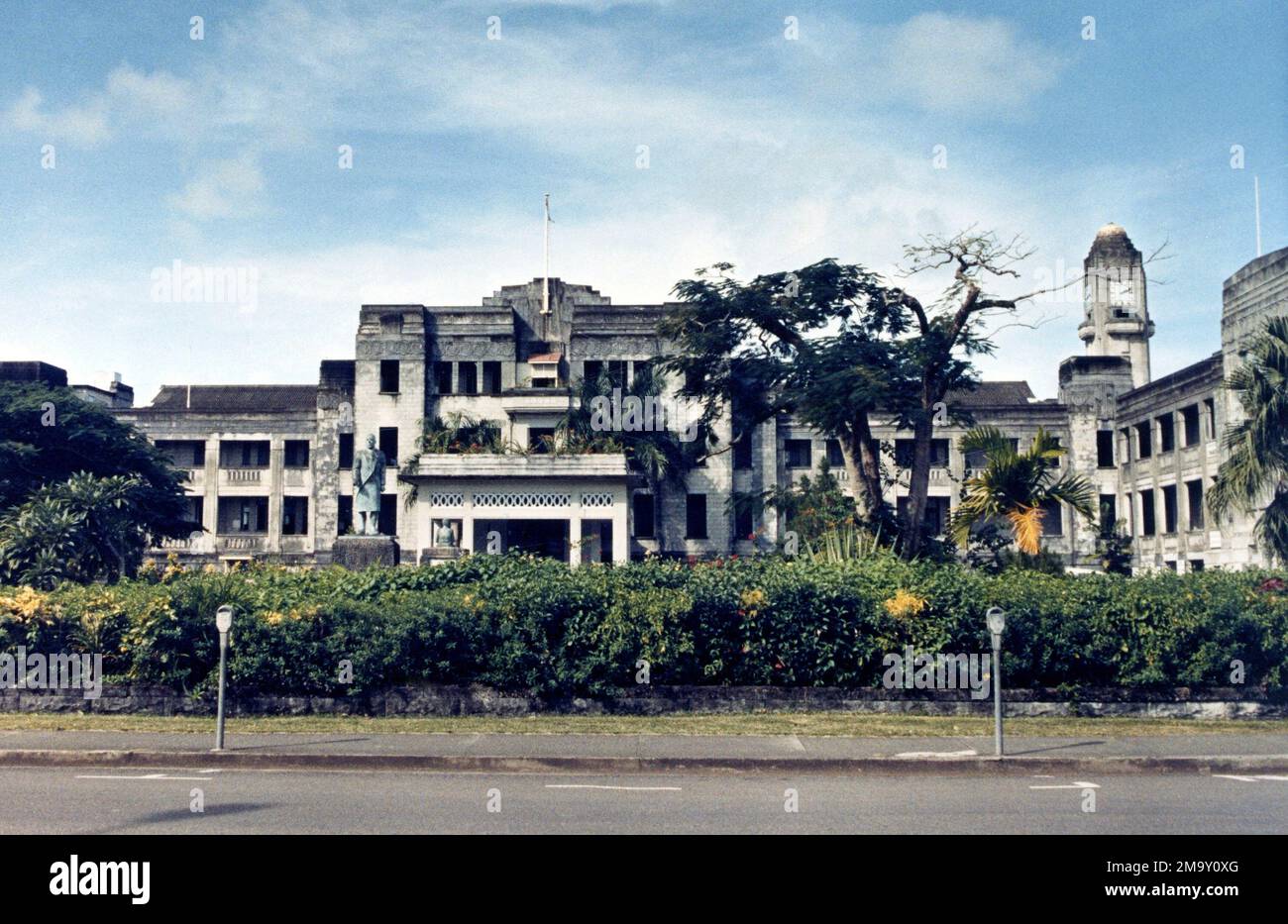 A view of the Fiji Parliament building in downtown Suva photographed in ...