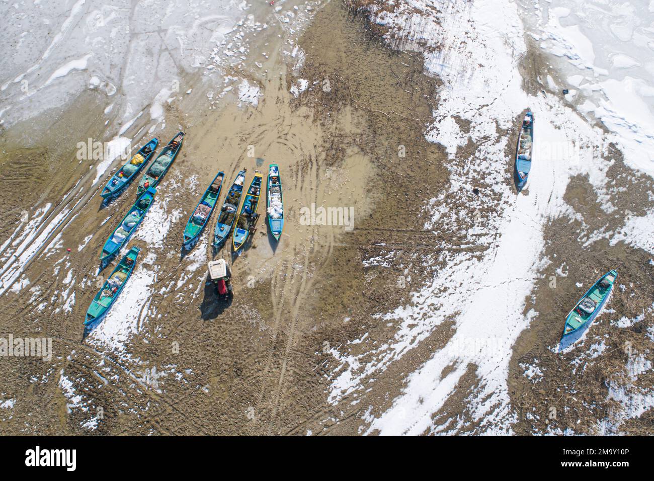 Cracking Ice Expedition Boat Exploration on a Shattered Ice Sheet Stock ...