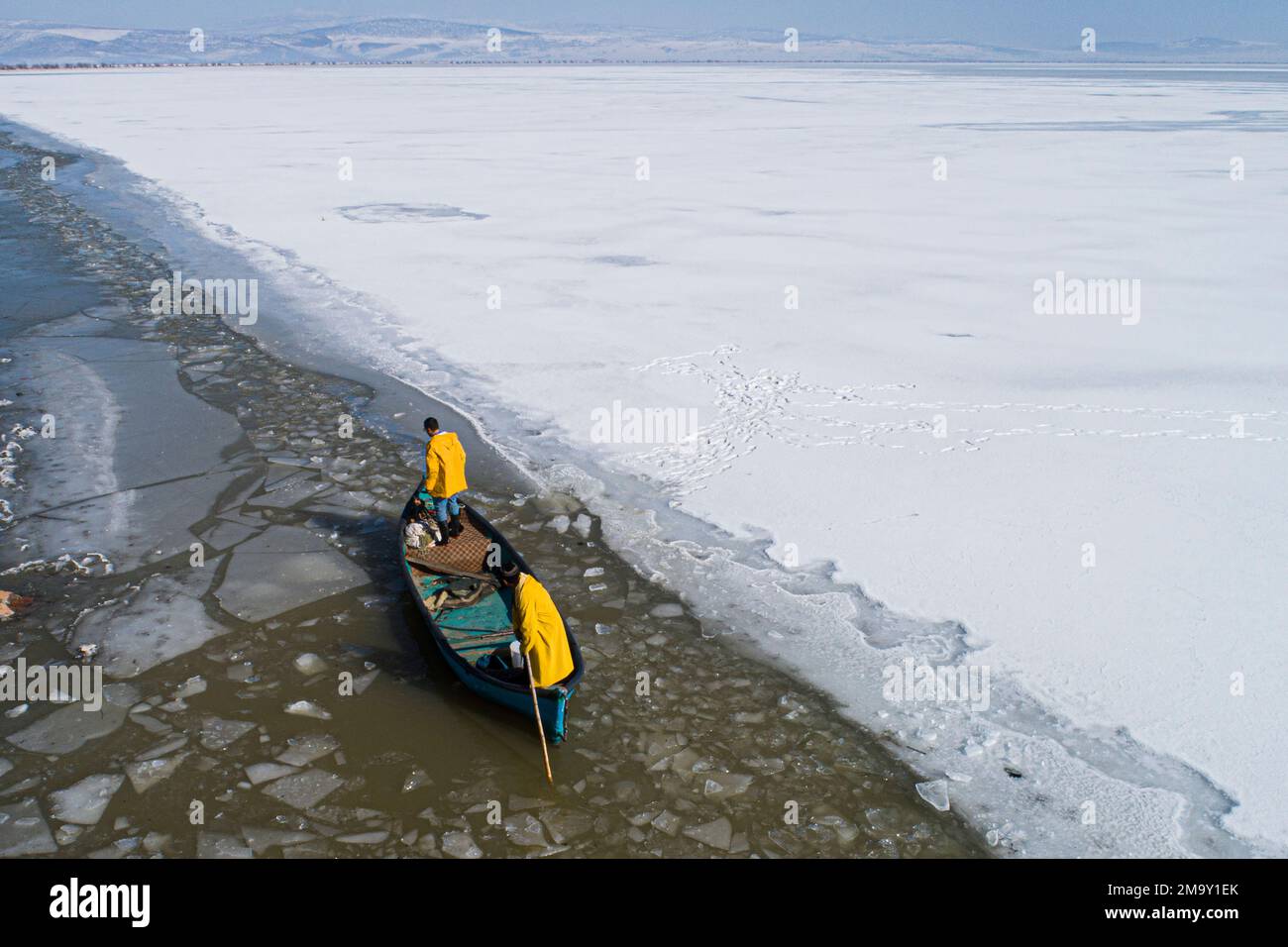 Cracking Ice Expedition Boat Exploration on a Shattered Ice Sheet Stock ...