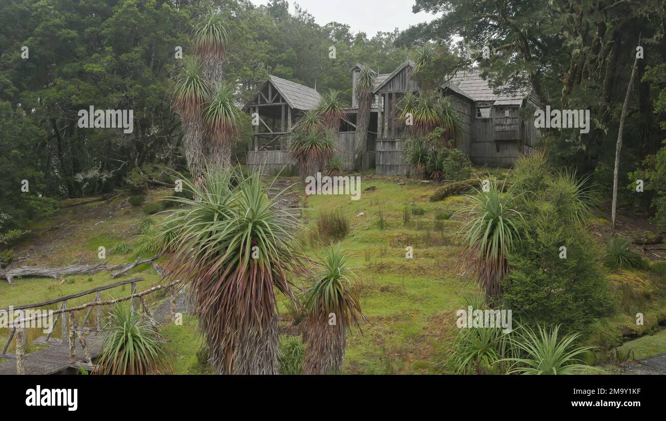 exterior of waldheim chalet and pandani plants at cradle mountain in ...