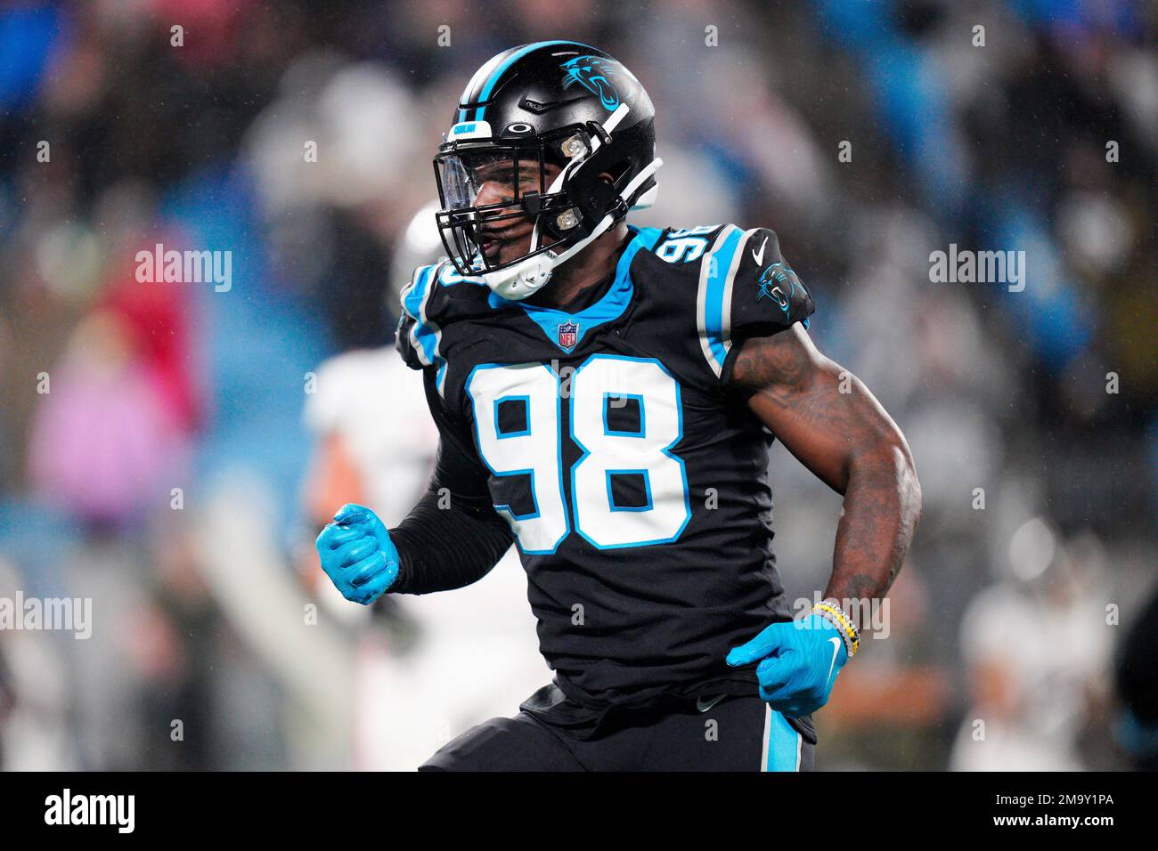 Carolina Panthers defensive end Marquis Haynes Sr. celebrates after ...