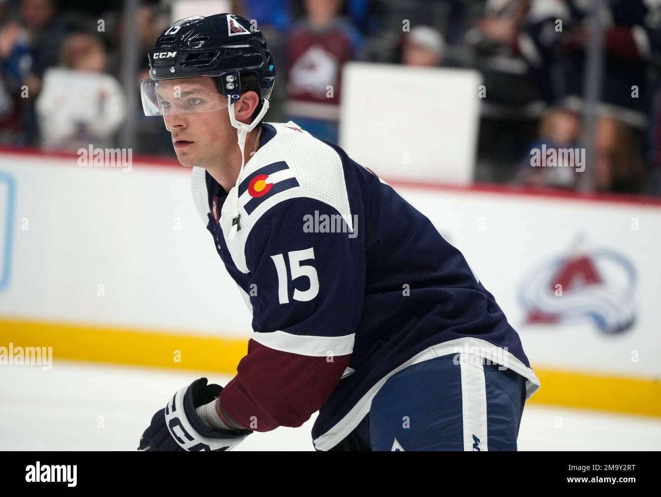 Colorado Avalanche winger Shane Bowers warms up before the team's NHL ...