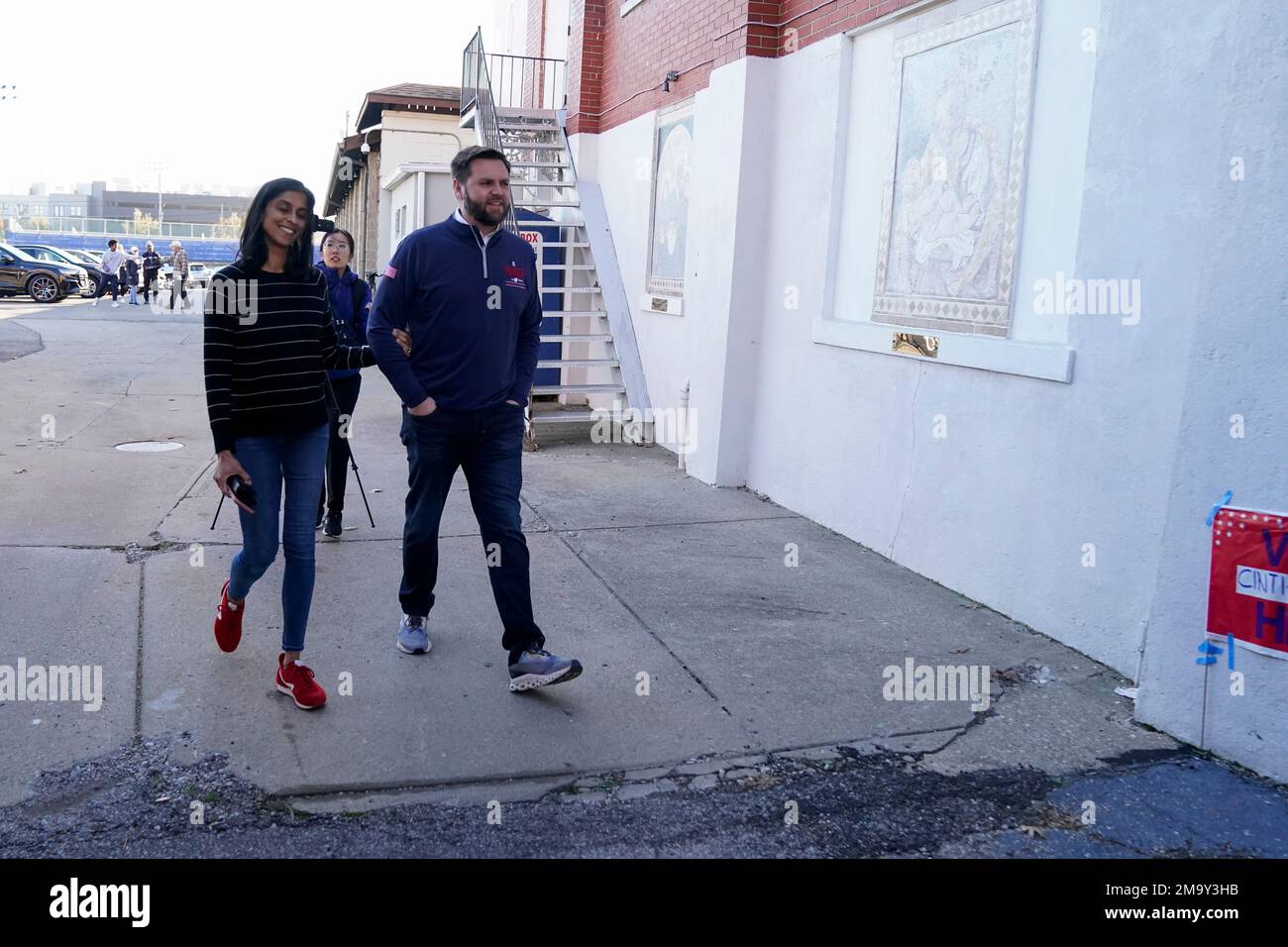 Ohio Senate candidate JD Vance, right, and his wife Usha arrive at a ...