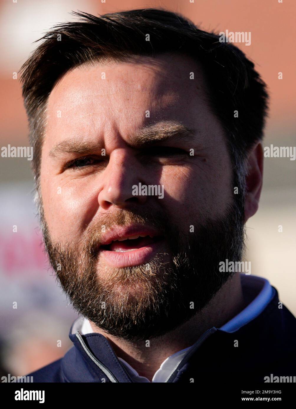Ohio Senate candidate JD Vance speaks with reporters outside of a ...