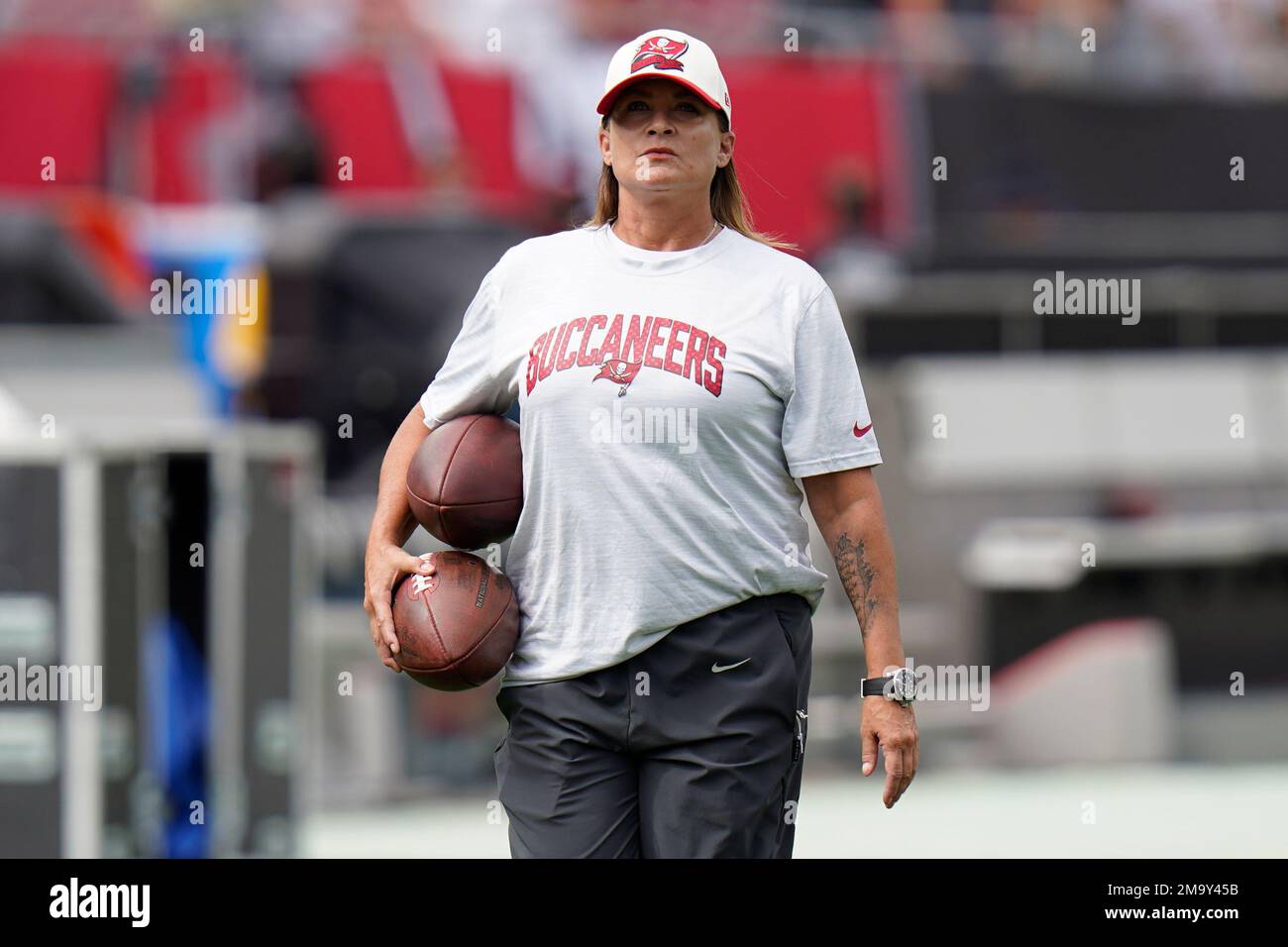 FILE - Tampa Bay Buccaneers assistant defensive line coach Lori Locust ...