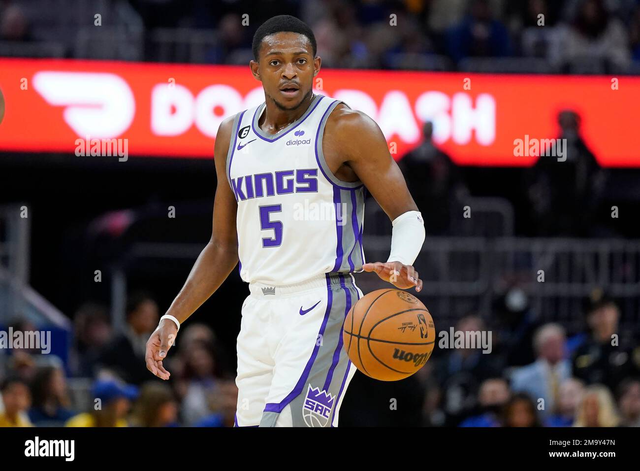 Sacramento Kings guard De'Aaron Fox during an NBA basketball game ...