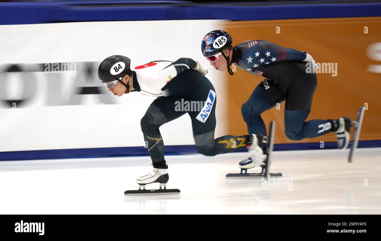 Japan's Shogo Miyata, left, and the United States Marcus Howard skate ...