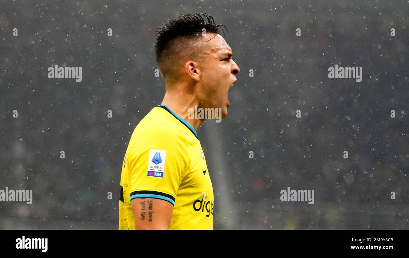 Inter Milan's Lautaro Martinez celebrates after scoring during a Series ...