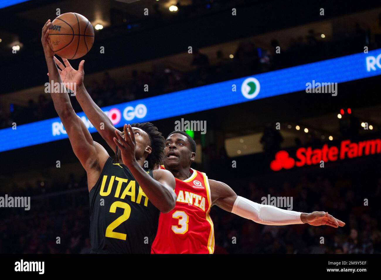 Utah Jazz's Collin Sexton scores past Atlanta Hawks' Aaron Holiday ...