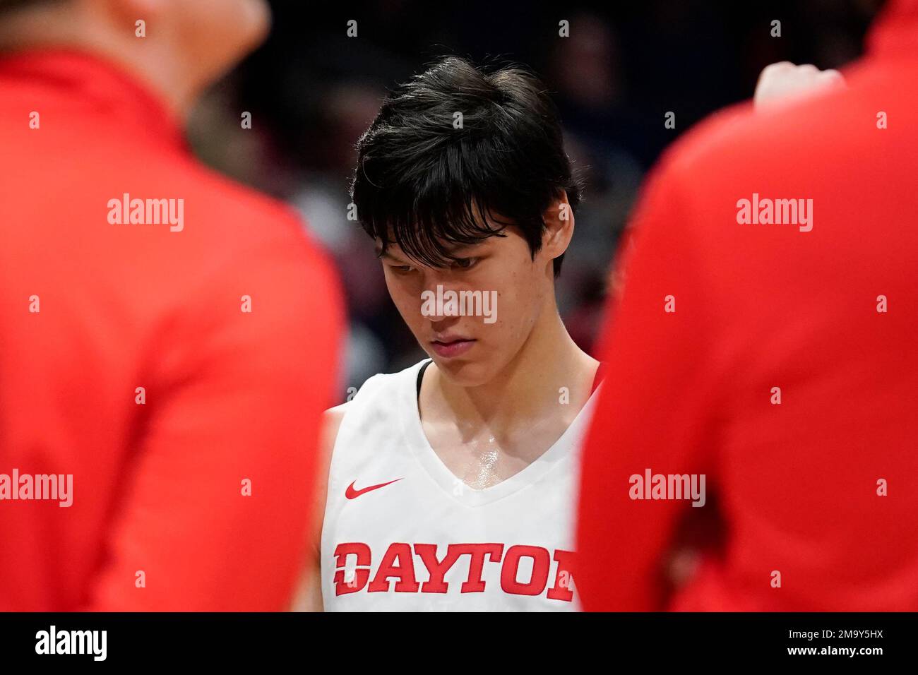 Dayton's Mike Sharavjamts (55) plays during the second half of an NCAA ...