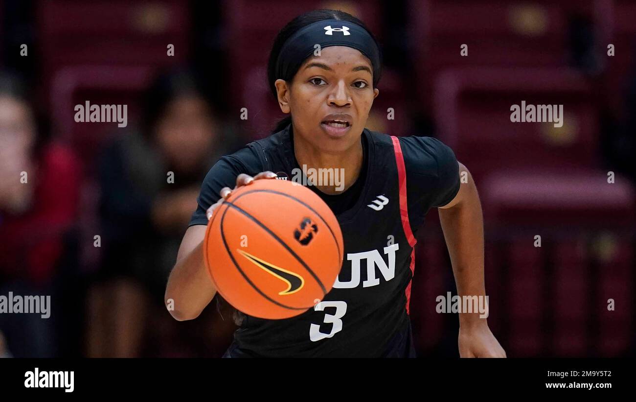 Cal State Northridge guard Cheyenne Givens moves the ball during the ...
