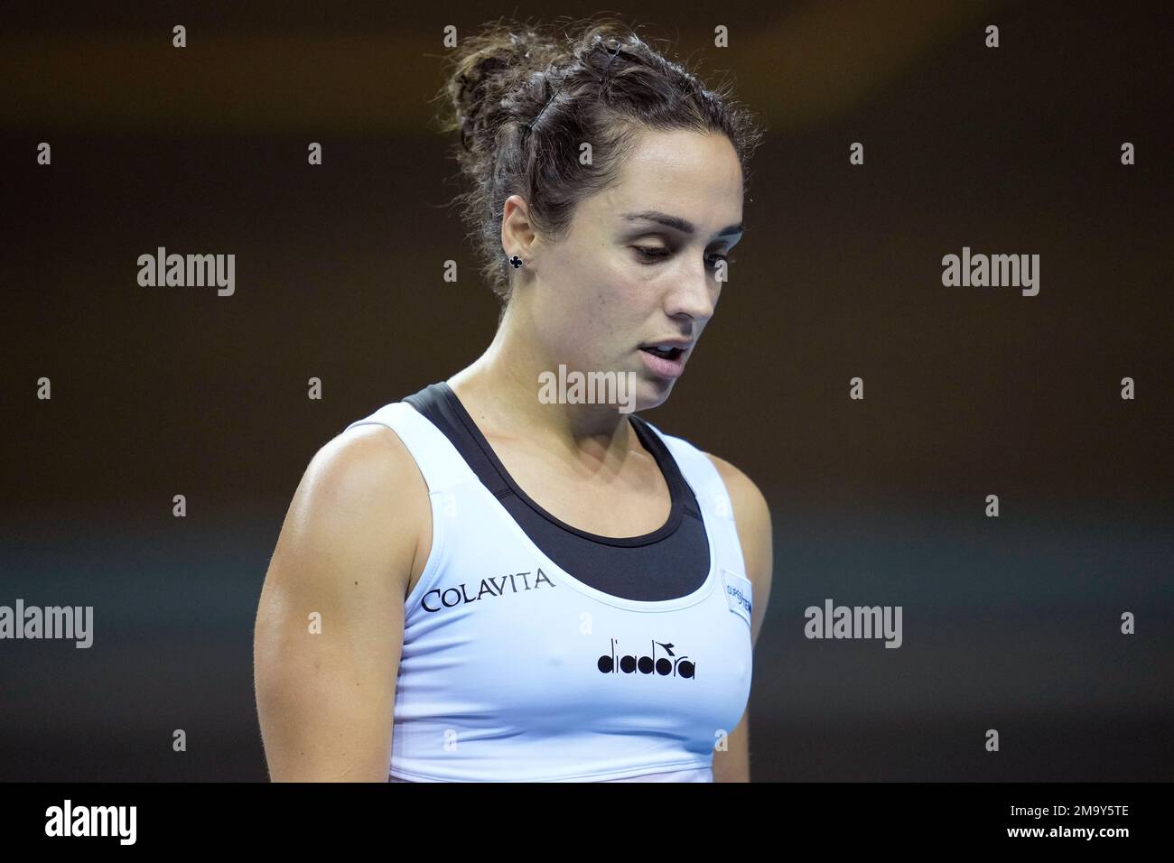 Martina Trevisan of Italy gestures during a match against Leylah ...
