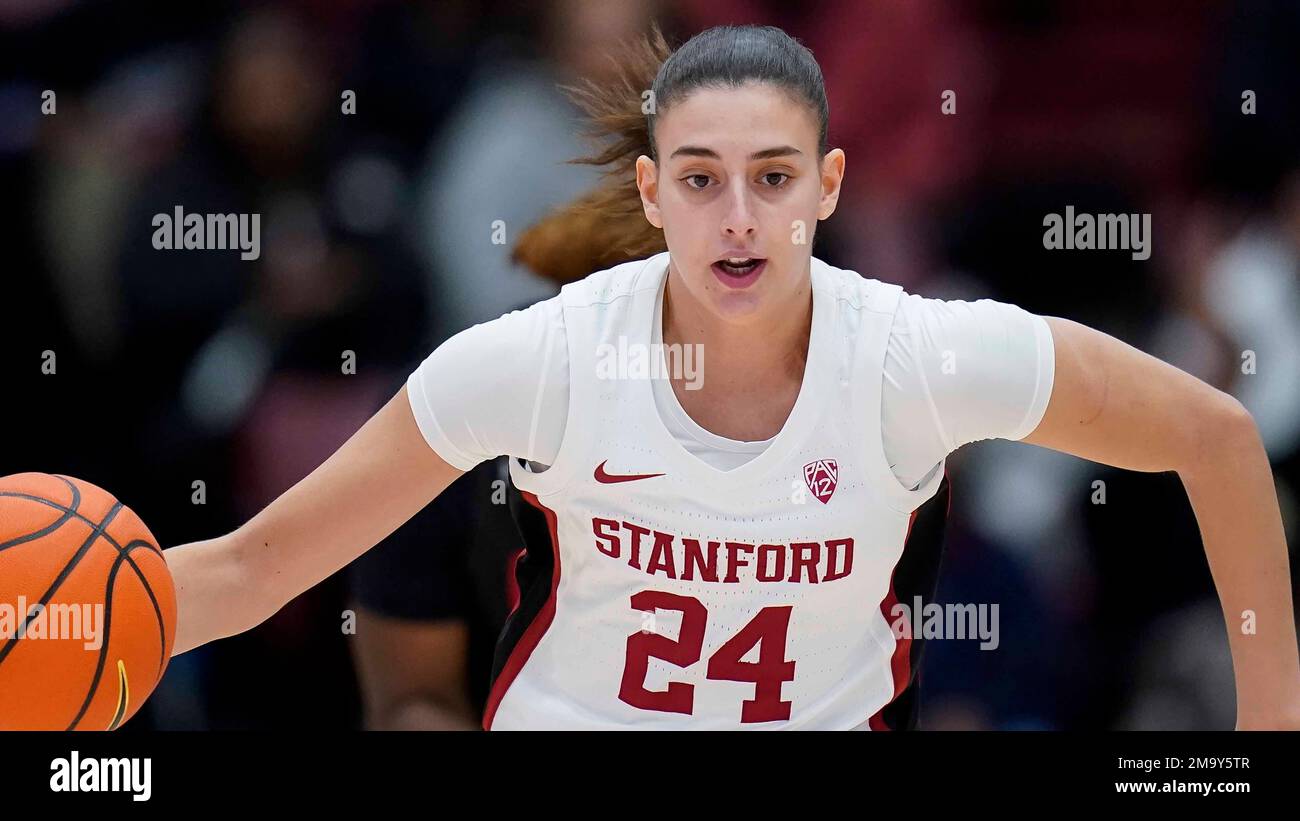 Stanford guard Stavi Papadaki moves the ball during the second half of ...