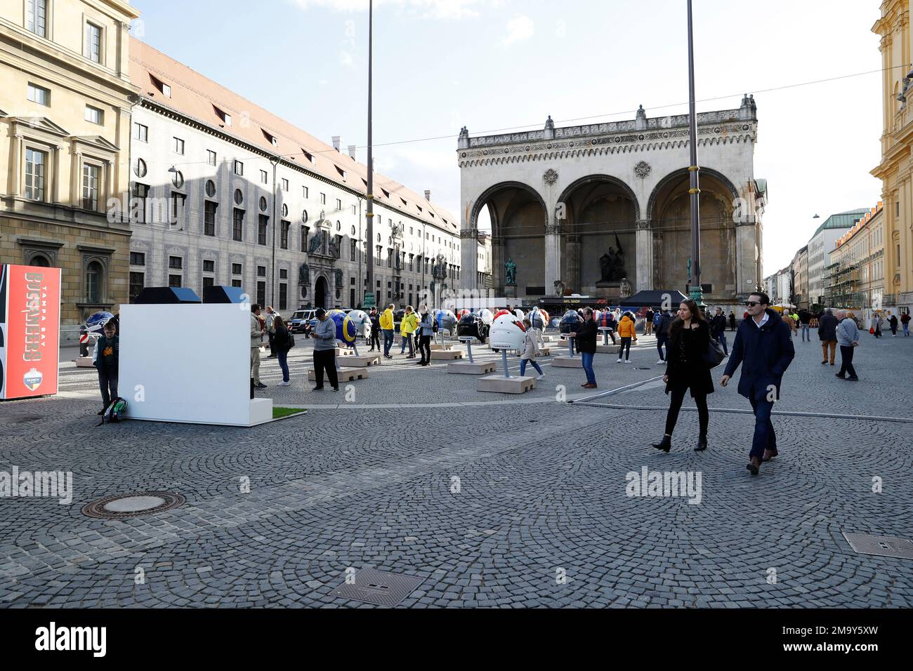 Fans attend an NFL fan activation at Odeonsplatz in Munich, Germany ...