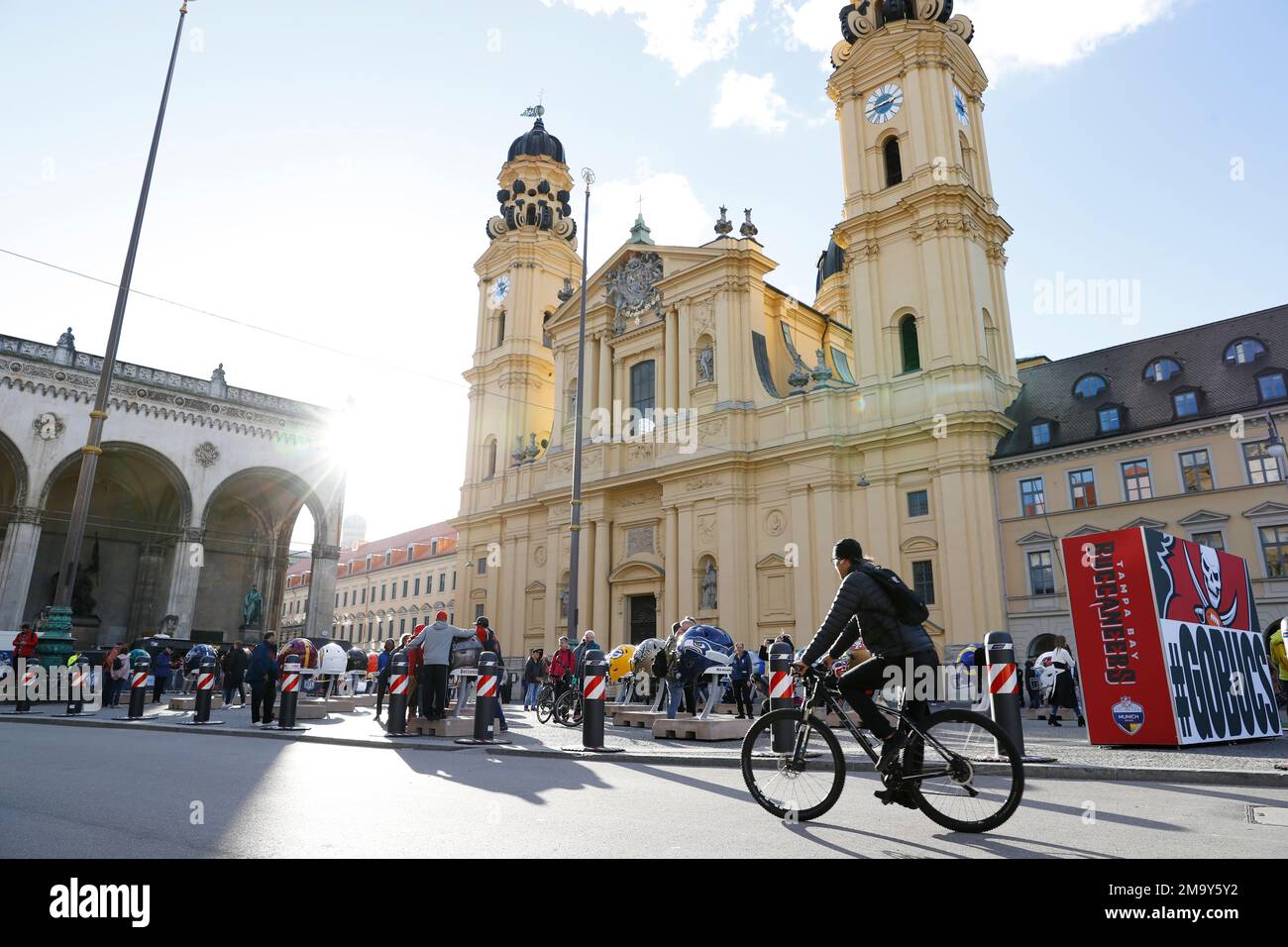 Fans attend an NFL fan activation at Odeonsplatz in Munich, Germany ...