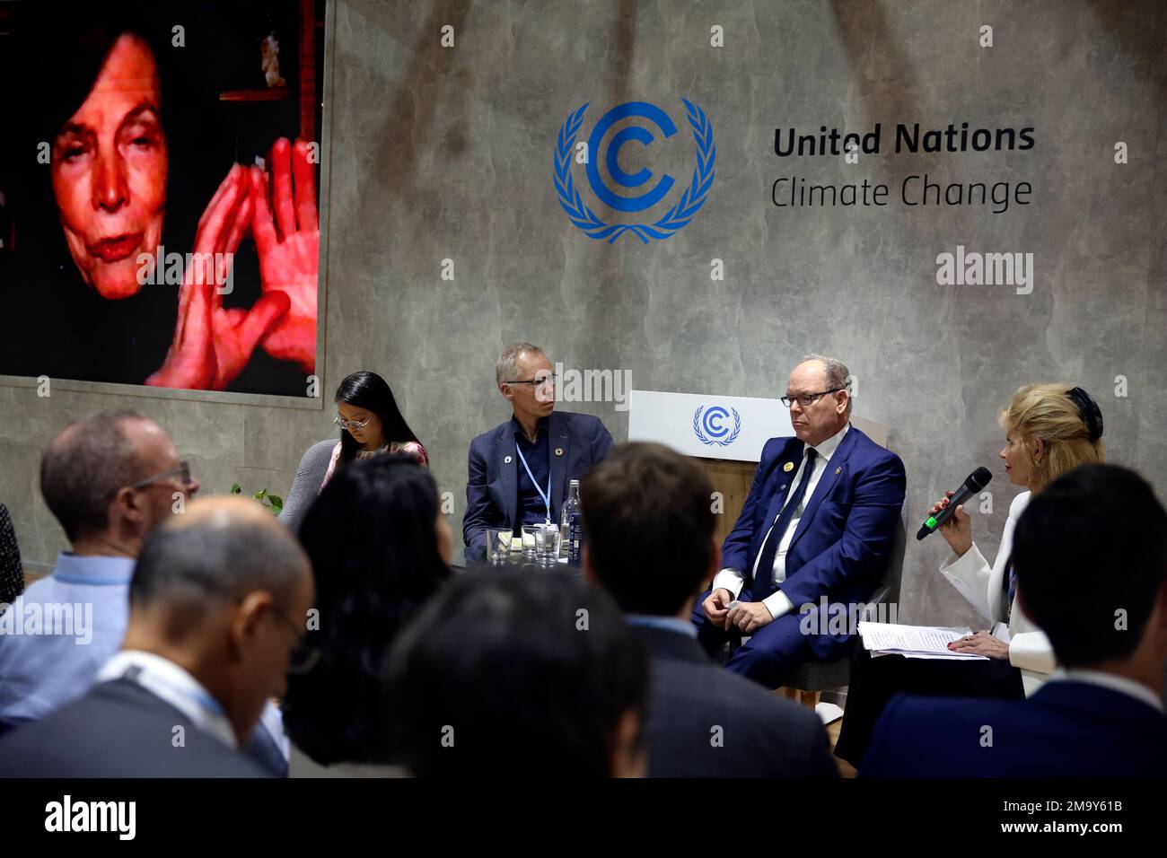 Panelists, from left, Sylvia Earle, on screen, President and chair of ...