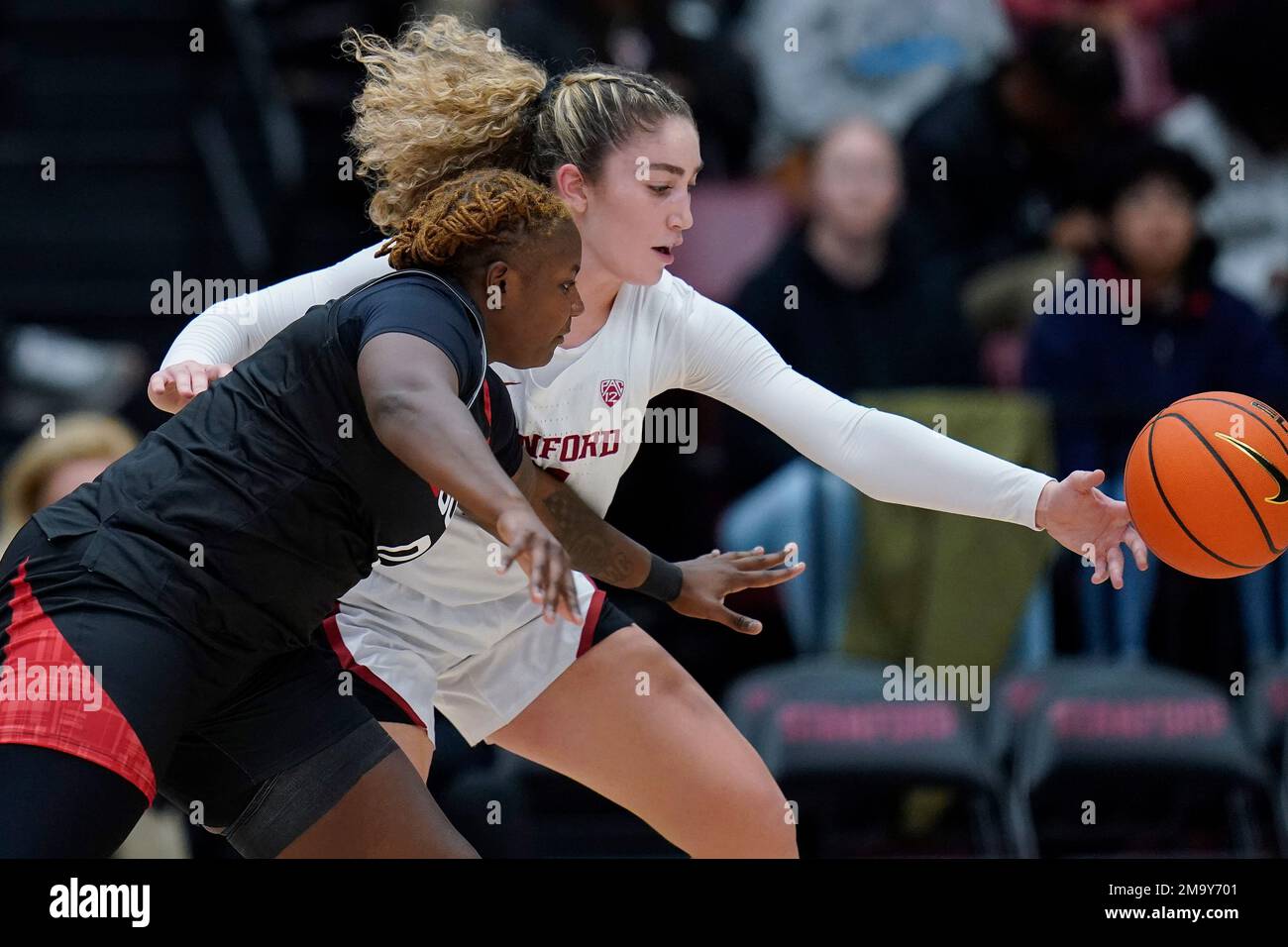 Stanford guard Brooke Demetre, rear, deflects a pass by Cal State ...