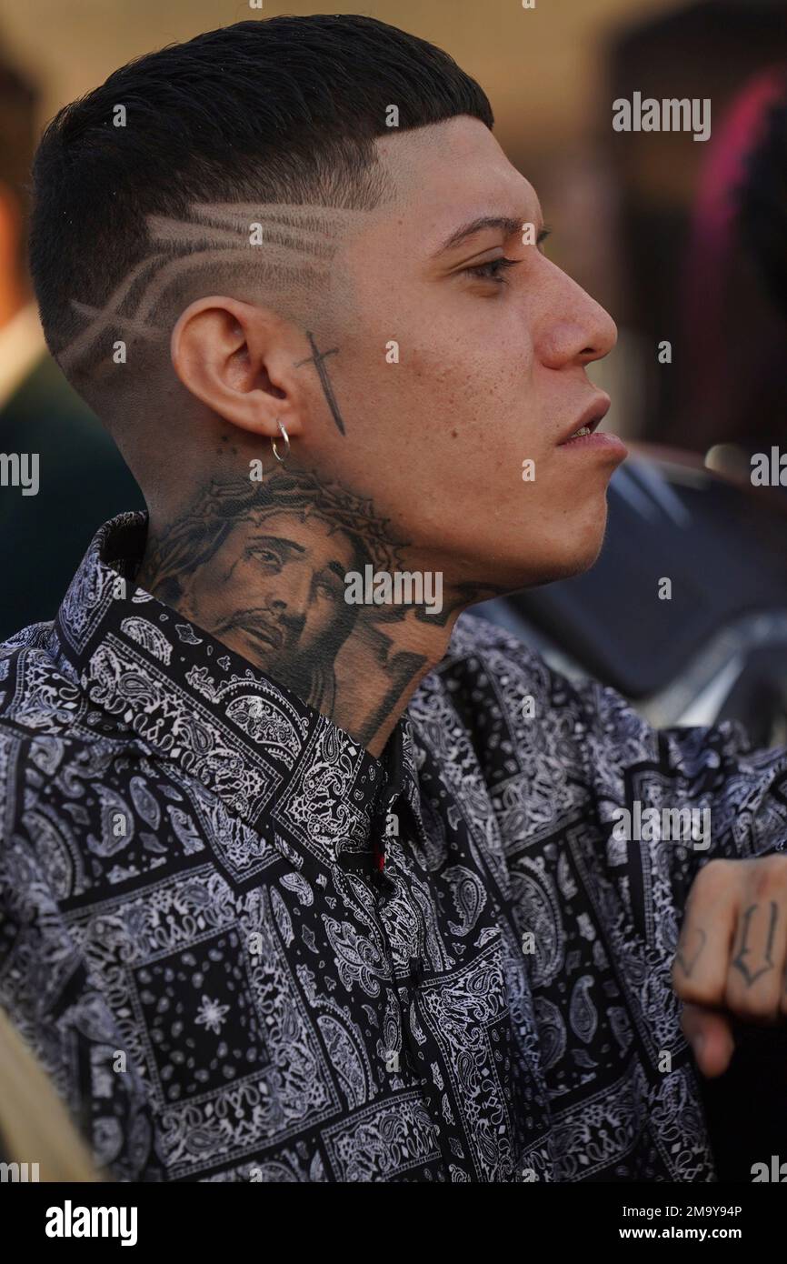 Rapper Santa Fe Klan talks to fans on the red carpet at the premiere of ...