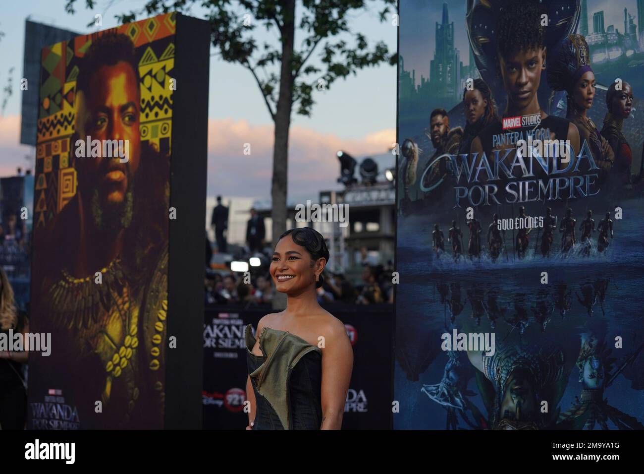 Mabel Cadena poses on the red carpet at the premiere of Black Panther ...