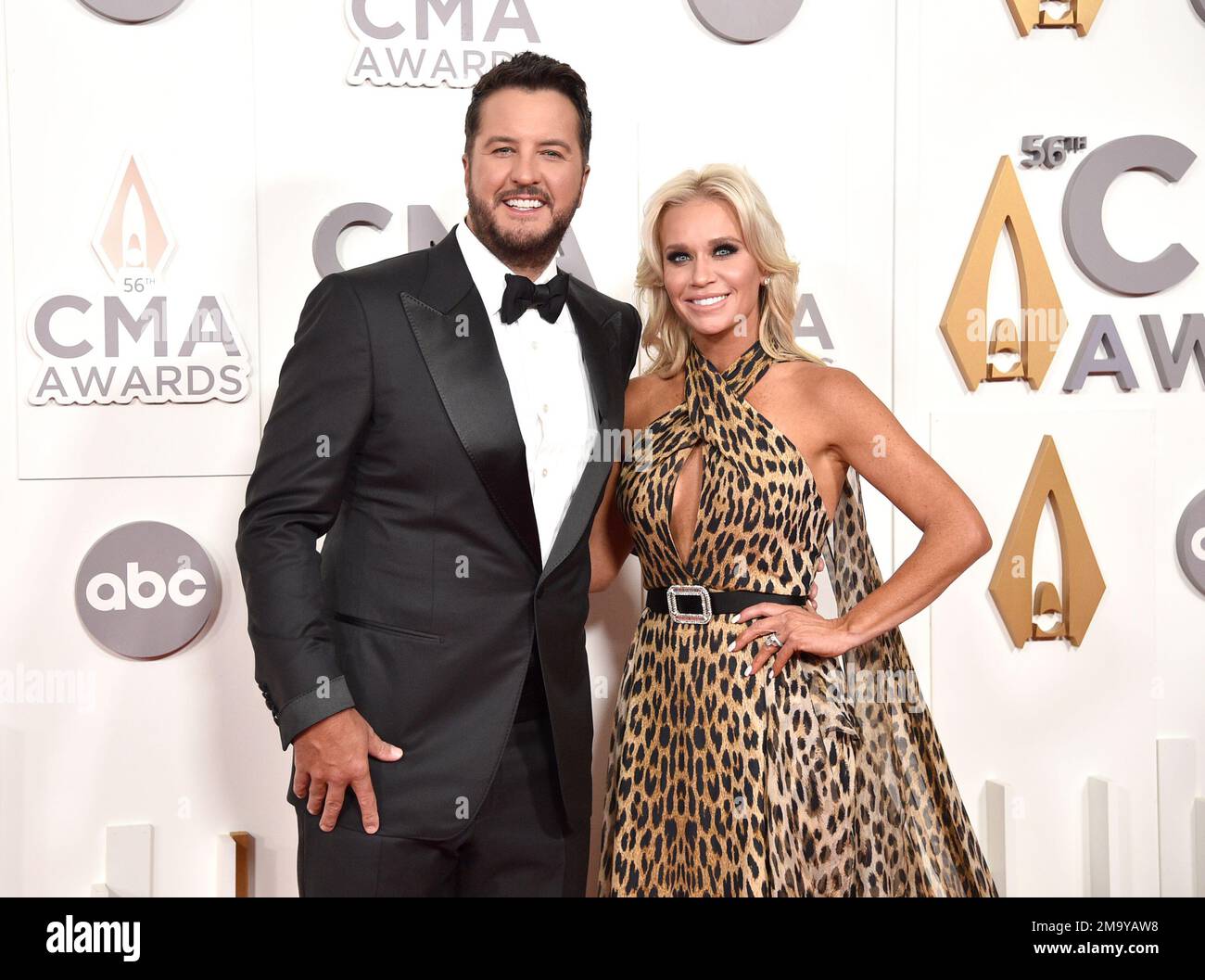 Luke Bryan, left, and Caroline Bryan arrive at the 56th Annual CMA ...