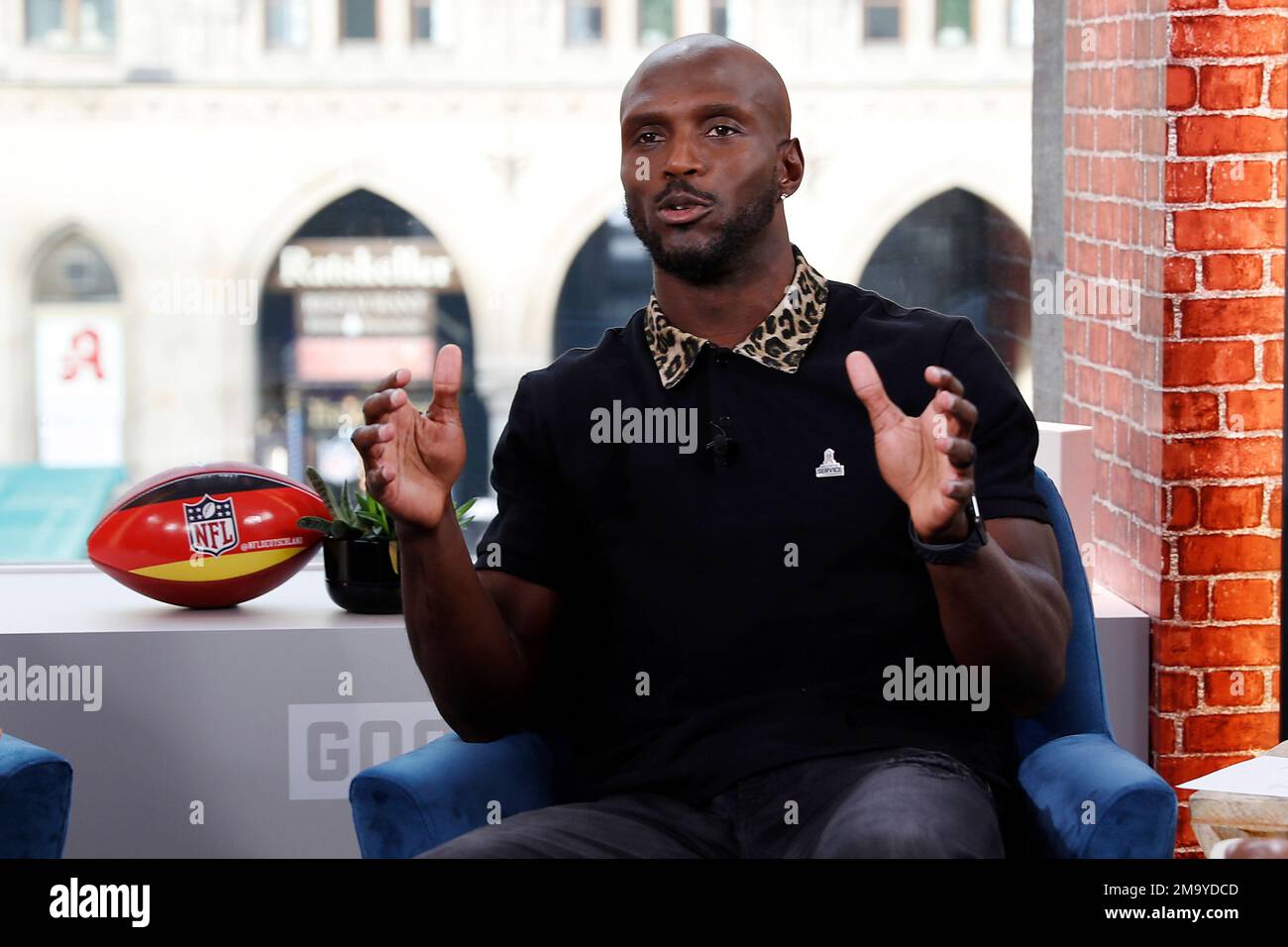 Jason McCourty is seen on the set of Good Morning Football in Munich ...