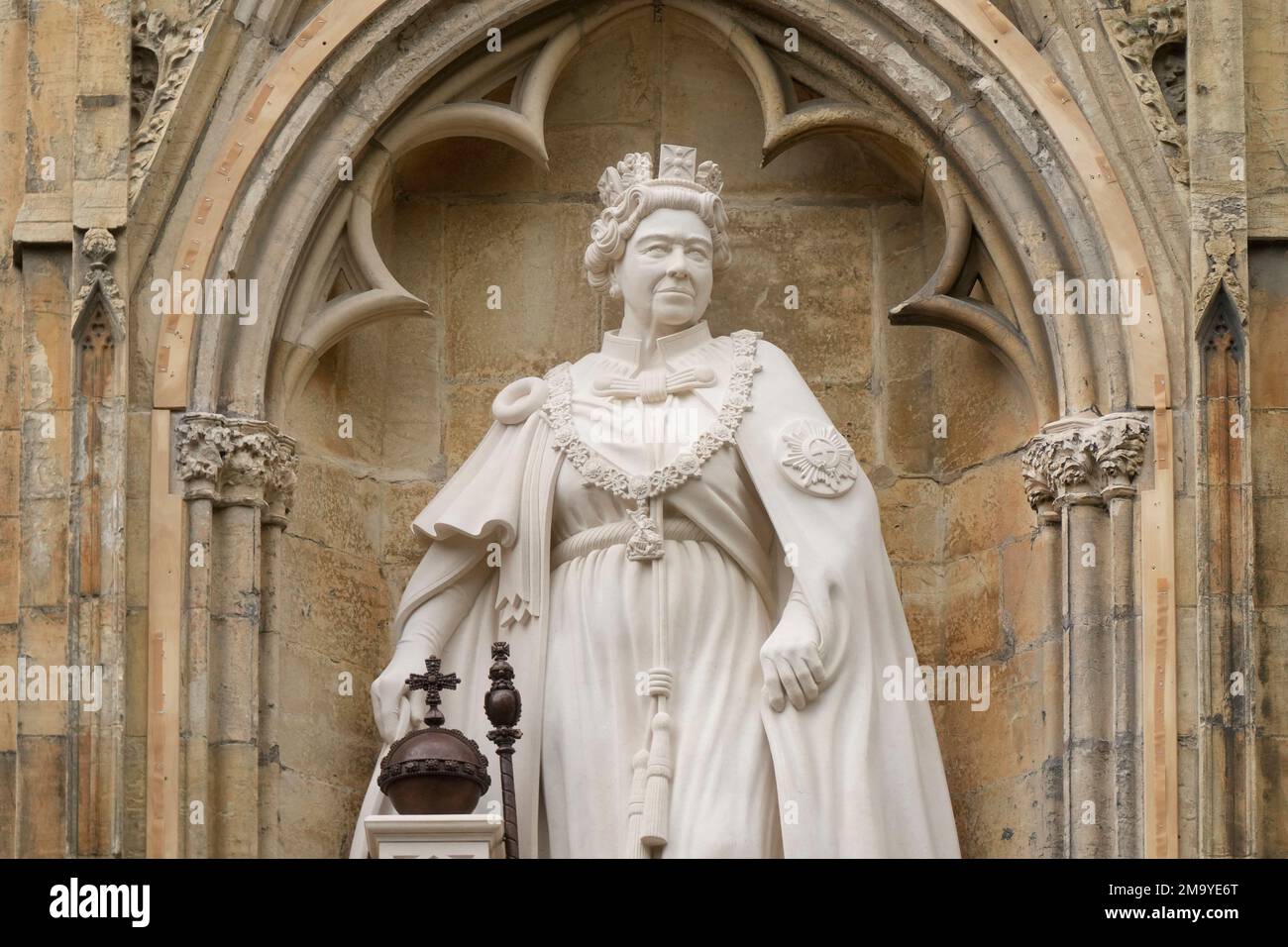A detail of a statue of the late Queen Elizabeth II that Britain's King ...