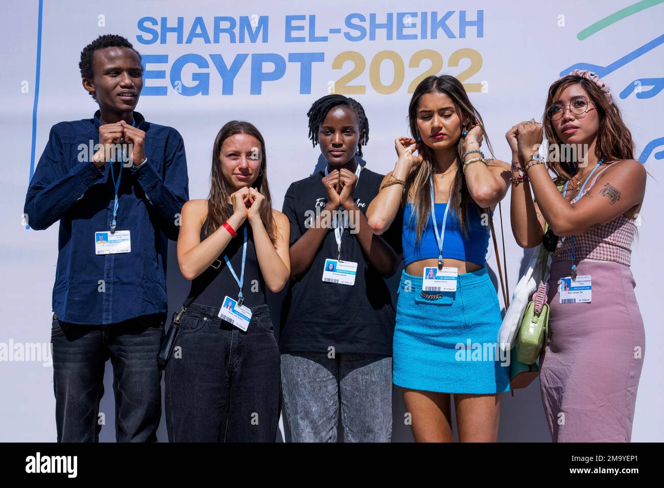 Youth climate activists from left, Eric Njuguna, of Kenya, Nicole ...