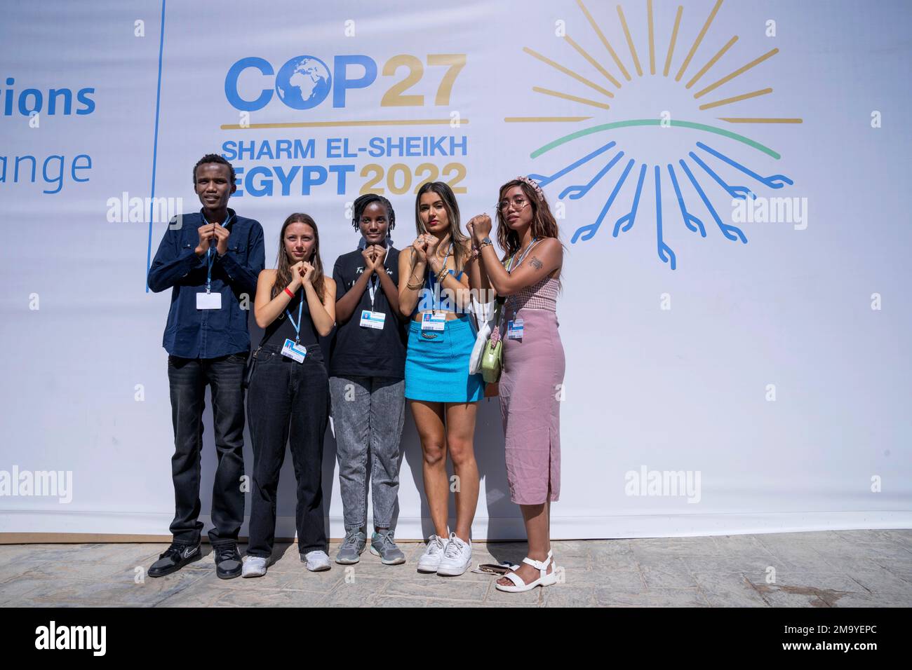 Youth climate activists from left, Eric Njuguna, of Kenya, Nicole ...
