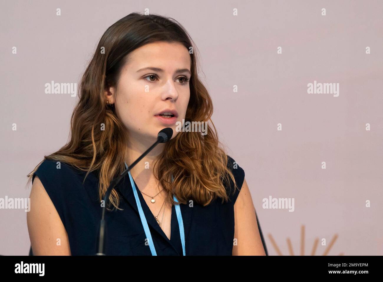 Climate activist Luisa Neubauer, of Germany, participates in a youth ...