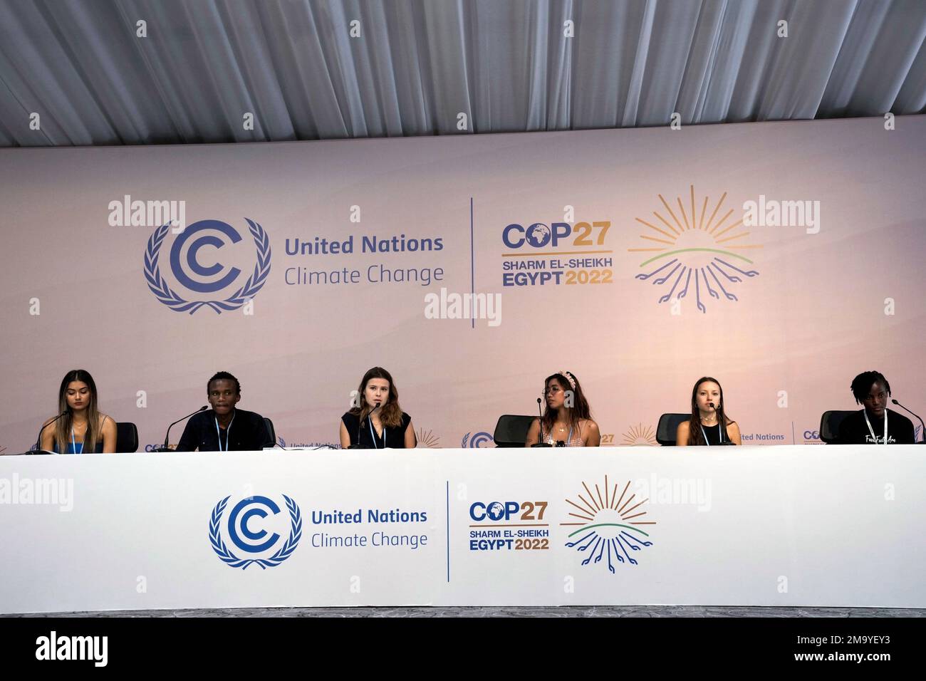 Youth climate activists from right, Vanessa Nakate, of Uganda, Nicole ...