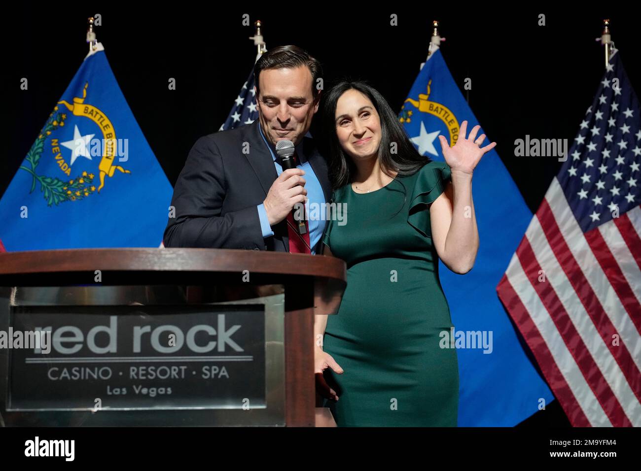 Nevada Republican Senate candidate Adam Laxalt stands with his wife ...