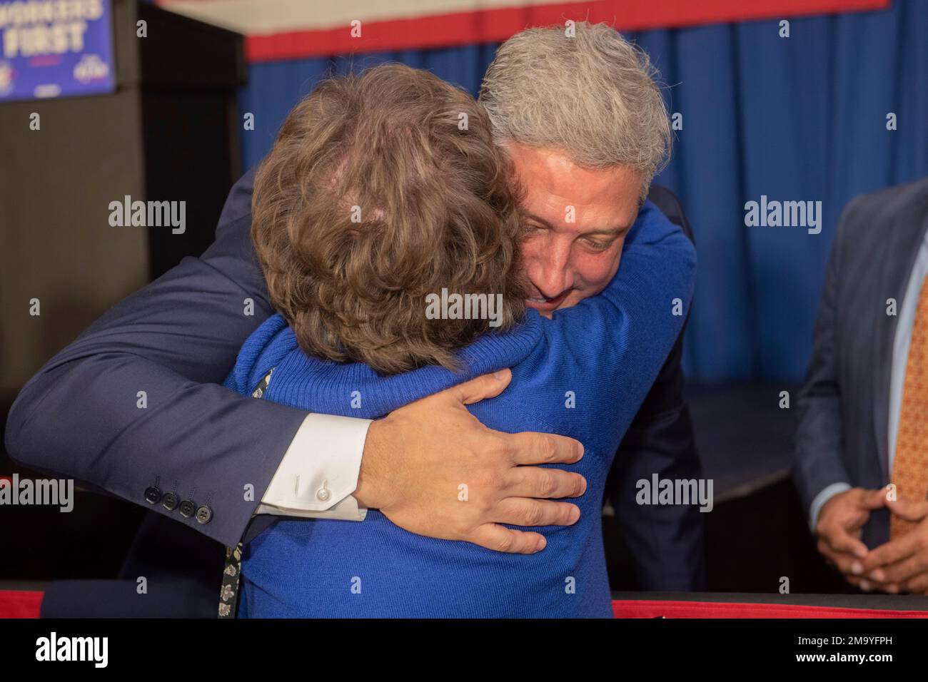 Democratic Senate candidate Rep. Tim Ryan, D-Ohio, gets a hug from a ...